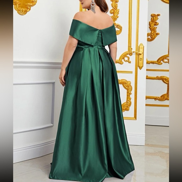 Dresses | Luxe Off Shoulder Pleated Prom Bridesmaids Formal Satin Gown ...